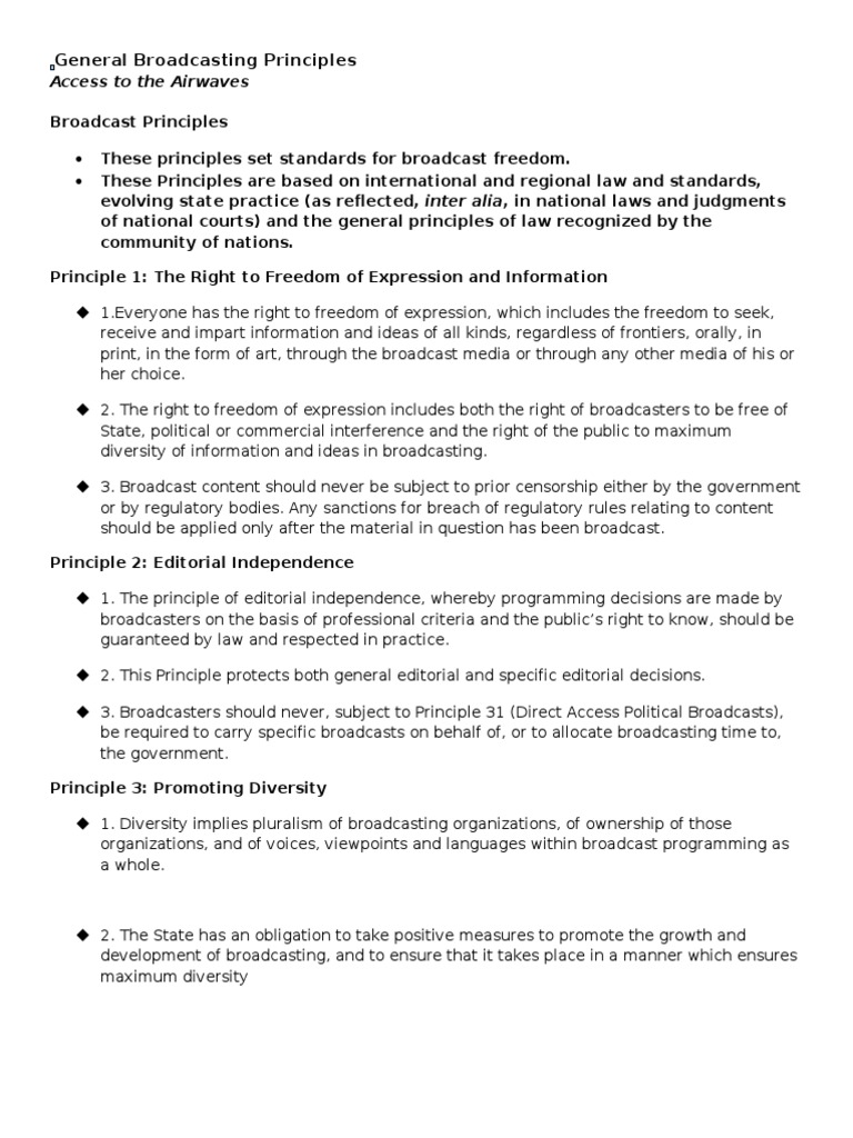 Broadcast Principles Week1 | PDF | Broadcasting | Freedom Of Speech