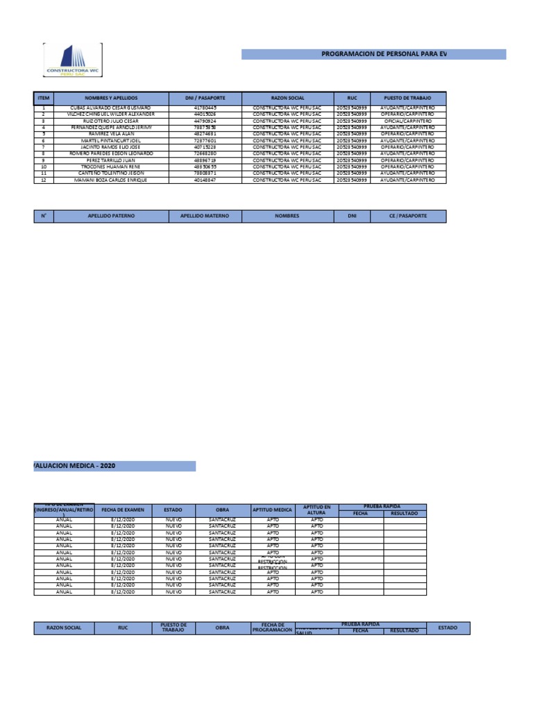 MATRIZ PROGRAMACION EMOS 2020 - v01 | PDF