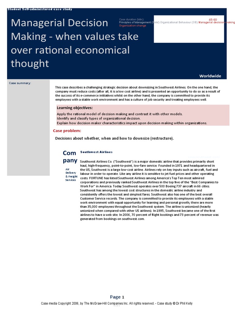 Managerial Decision Making When Values Take Over Rational Economical Thought | Download Free PDF ...