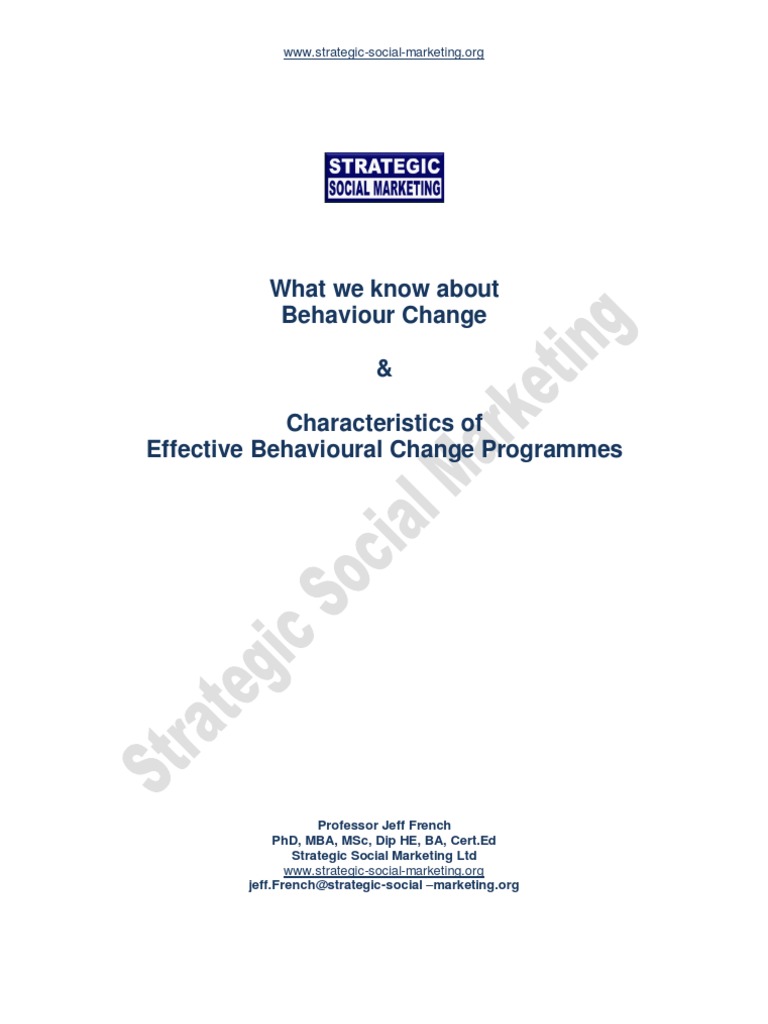 What We Know About Behaviour Change & Characteristics of Effective ...