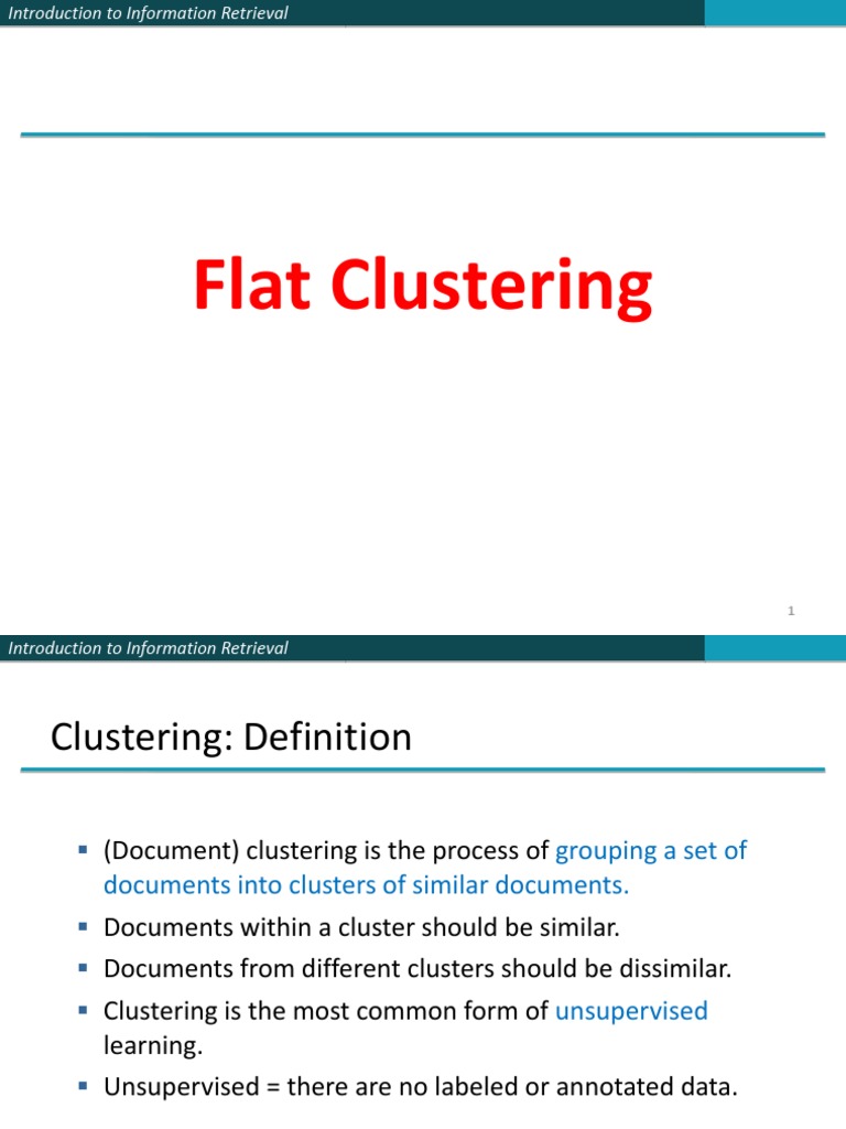 Flat Clustering PDF | PDF | Cluster Analysis | Mathematical Concepts