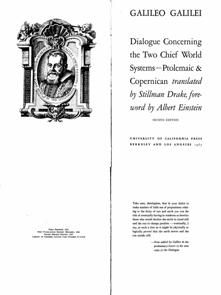 Galileo Galilei Dialogue Concerning The Two Chief World Systems | PDF ...