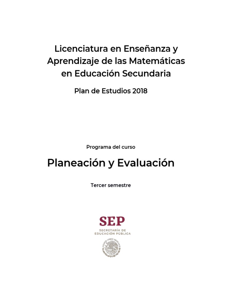 Planeacion y Evaluacion | PDF | Plan de estudios | Evaluación Planeacion y Evaluacion | PDF | Plan de estudios | Evaluación