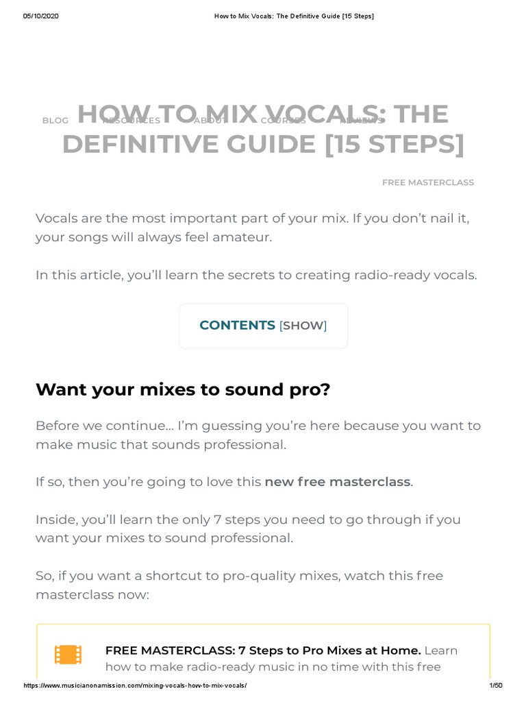 Vocal Mixing: A Step-by-Step Guide | PDF | Equalization (Audio) | Sound