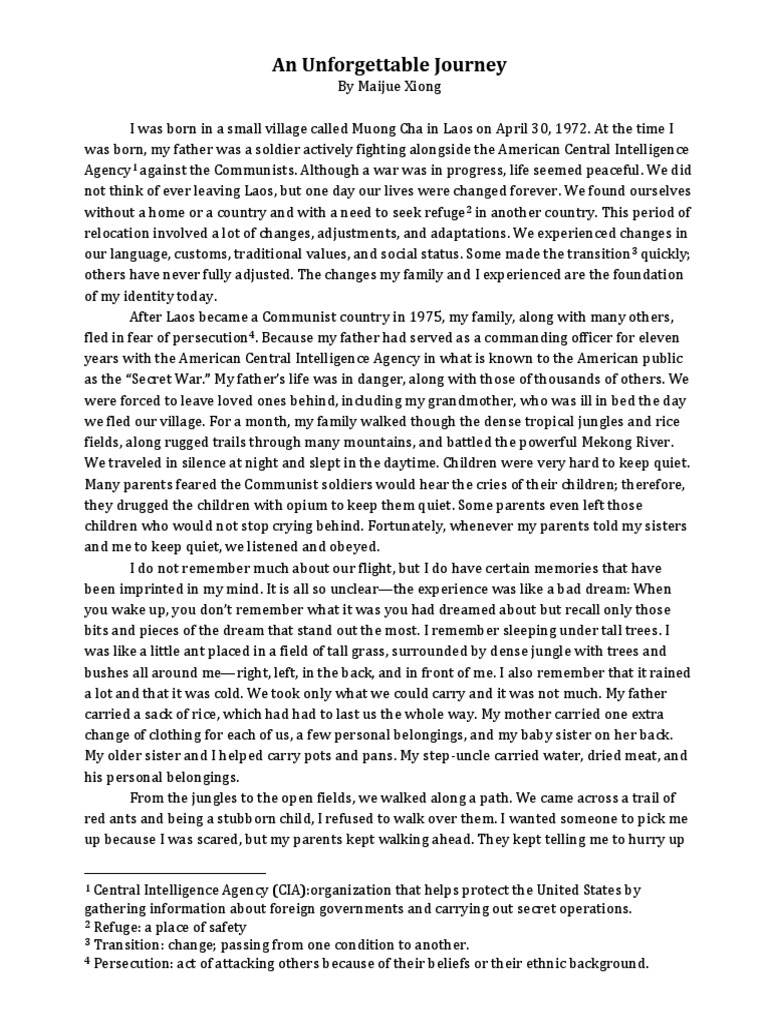 An Unforgettable Journey Story PDF | PDF | Laos