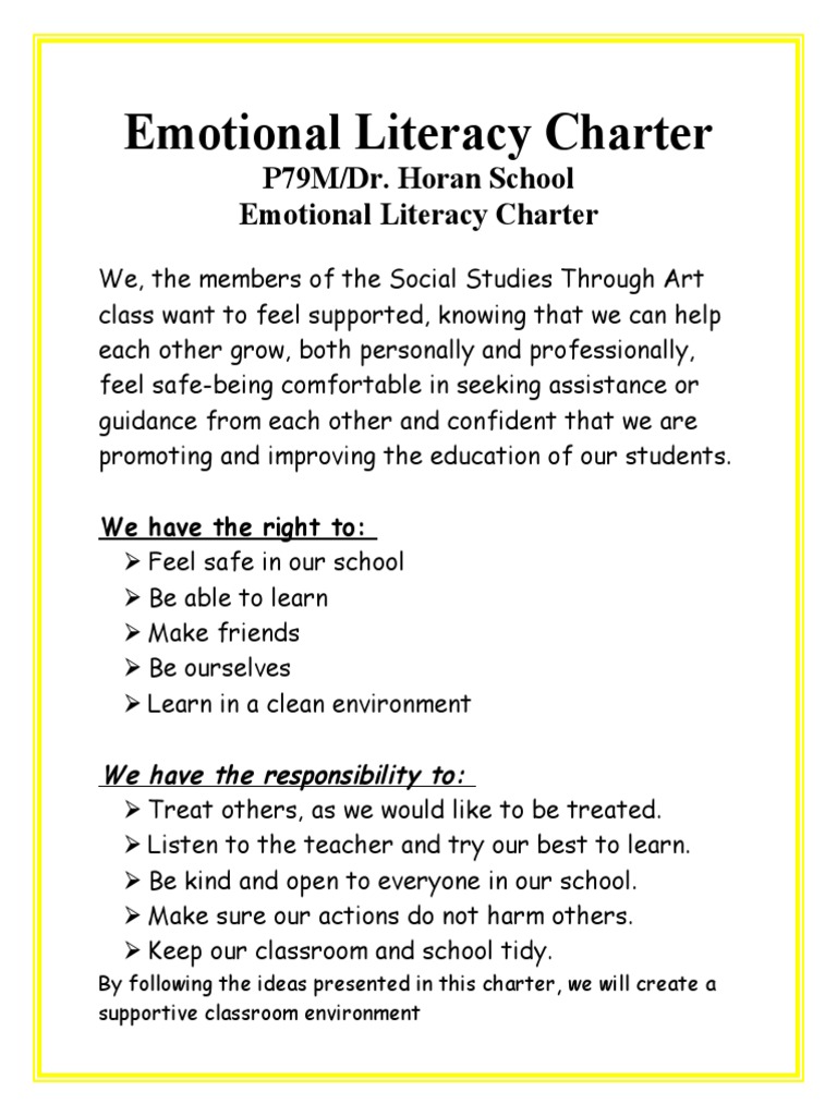 Emotional Literacy Charter Guidelines | PDF