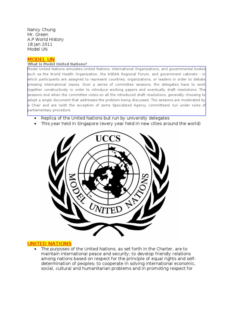 MODEL UN Info | PDF | United Nations | International Relations