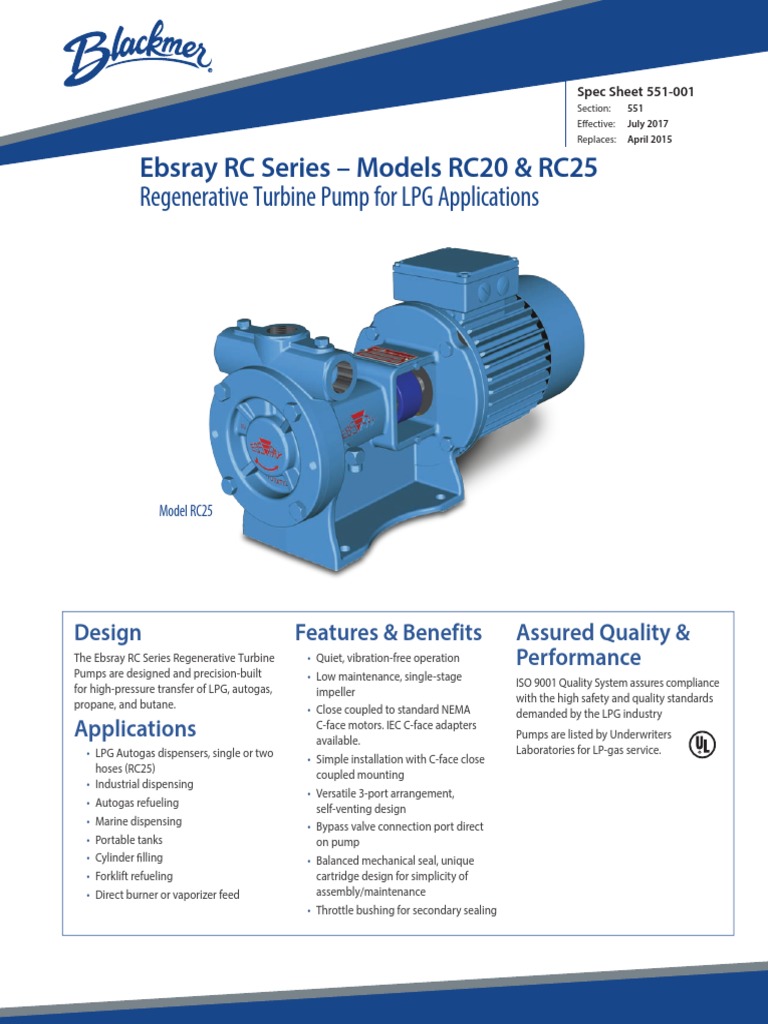 Ebsray RC Series - Models RC20 & RC25: Regenerative Turbine Pump For ...