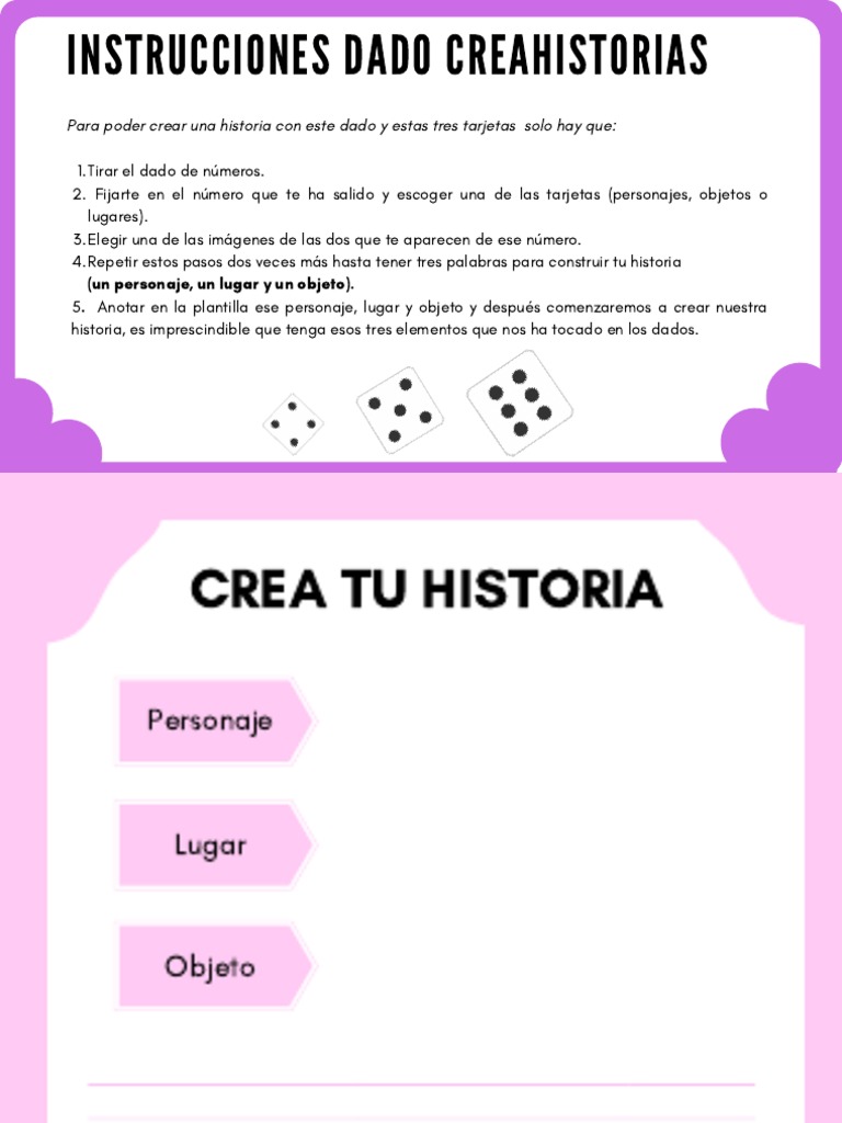 Crea Historias con Dados Creativos | PDF | Ocio | Deportes
