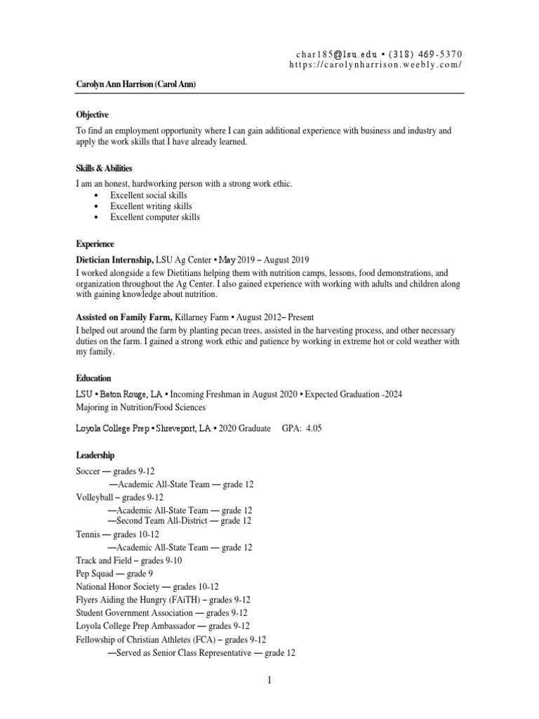 Carol Ann Resume 1 | PDF
