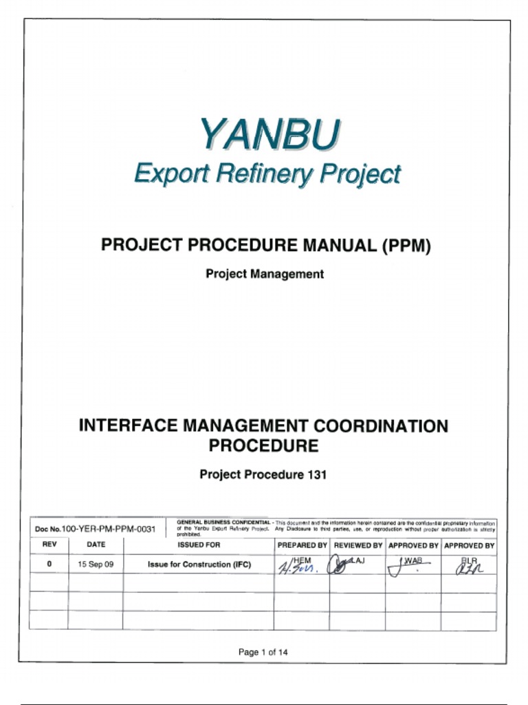 131 - 100-Yer-Pm-Ppm-0031 - Interface Management Coordination Procedure ...