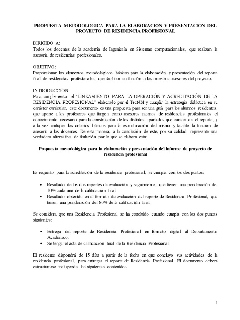 Elaboracion y Presentacion Del Informe de Residencia Profesional 2019 Final | PDF | Estilo apa ...