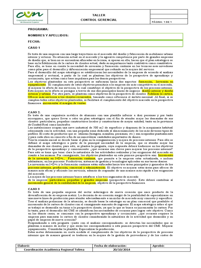 Taller CMI Gestión Por Procesos 2020 | PDF | Mercado (economía) | Economias