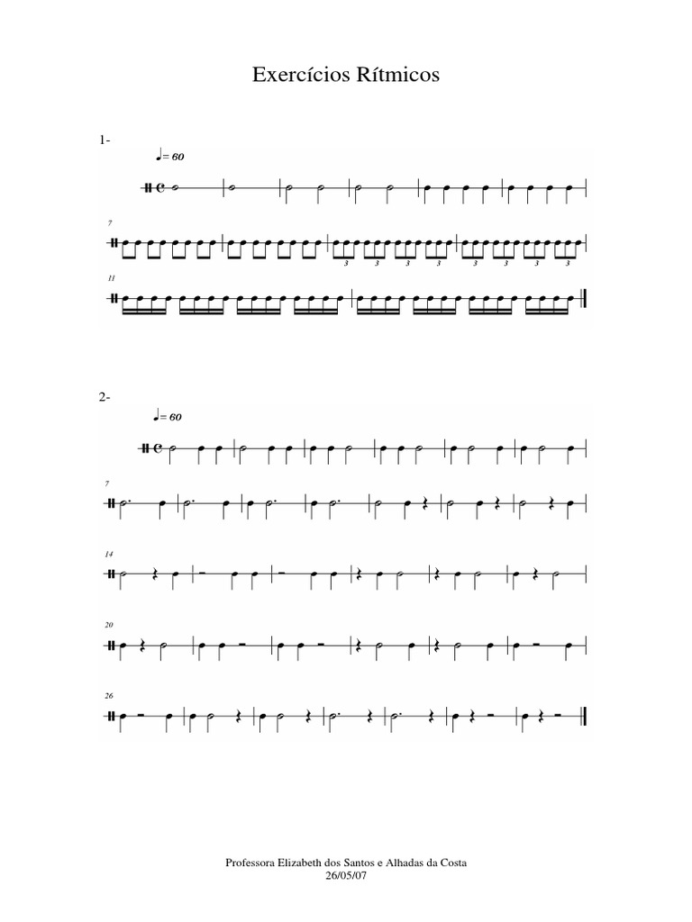 Exercícios Rítmicos PDF | PDF