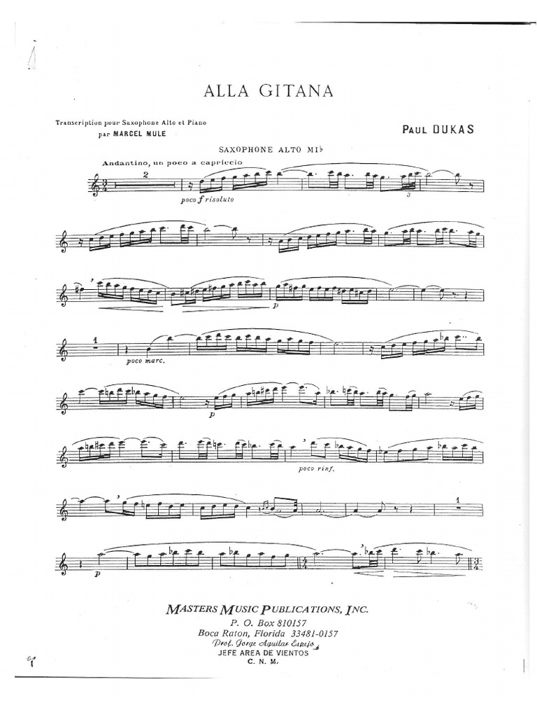 Alla Gitana Sax Alto y Piano PDF | PDF