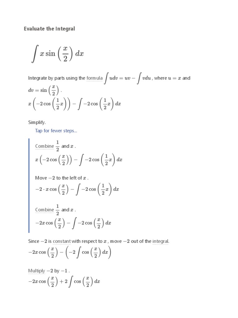 X Sin DX X 2: Evaluate The Integral | PDF | Trigonometric Functions ...