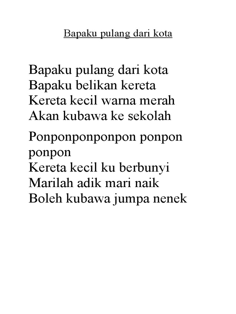 Bapaku Pulang Dari Kota | PDF