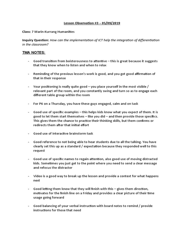 Lesson Observation 3 Pdf