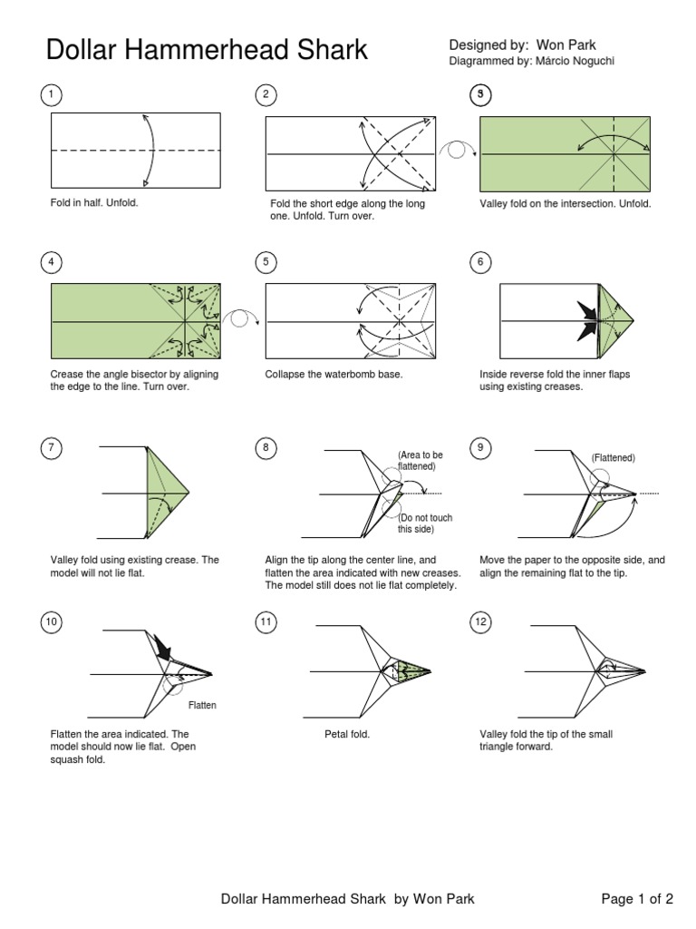 Dollar Hammerhead Shark: Designed By: Won Park | PDF | Origami ...