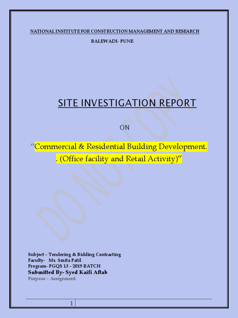 Site Investigation Report Bangalore-A3 | PDF | Employment ...