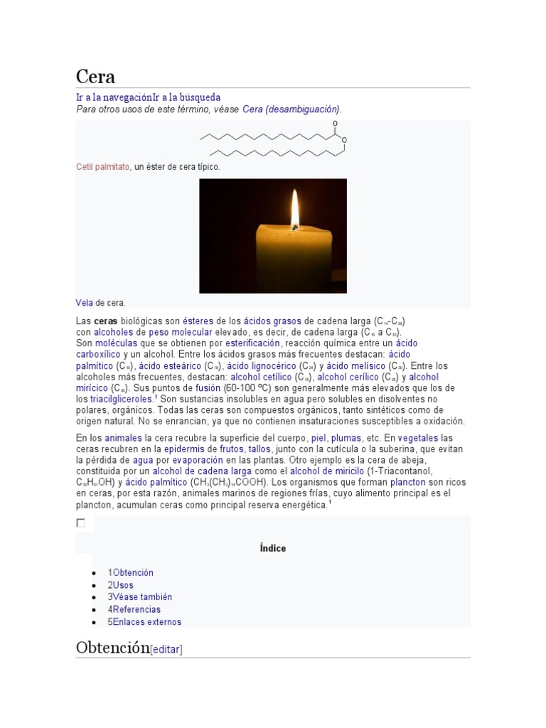 Definición y Usos de la Cera | PDF | Cera | Sustancias químicas