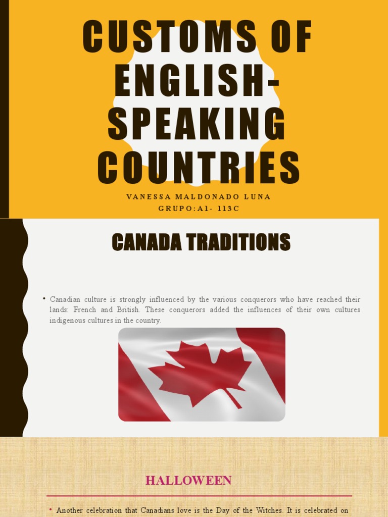 Customs of English-Speaking Countries: Vanessa Maldonado Luna G R U P O ...