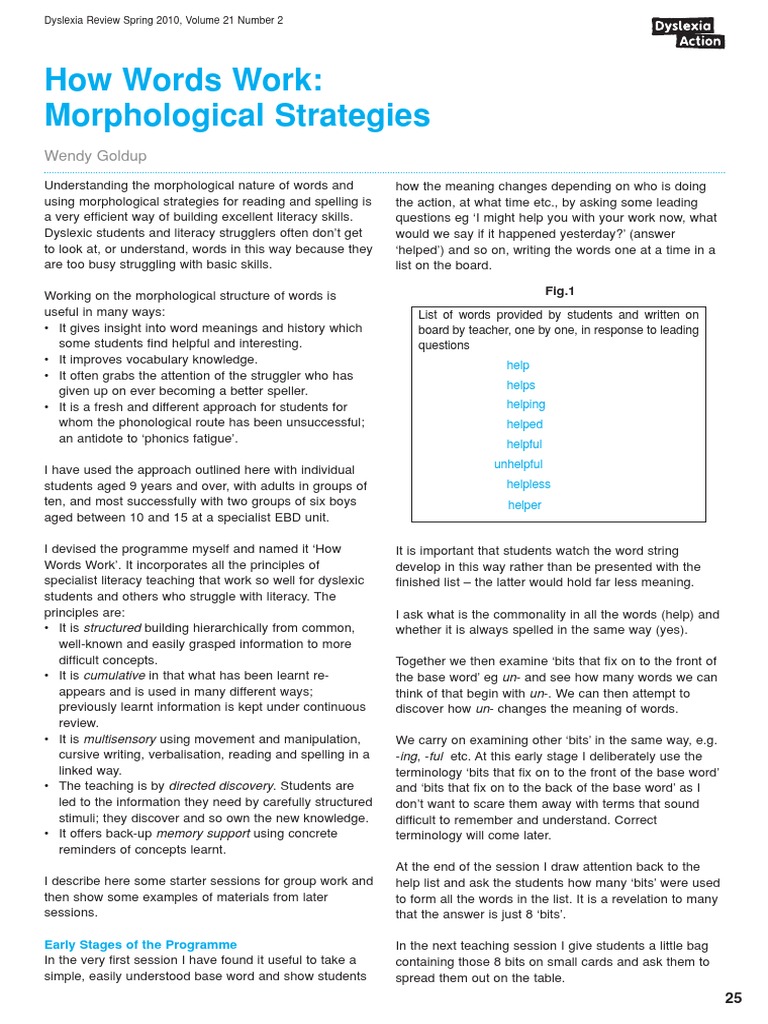 Teaching Morphology Prefixes and Suffixes Etc | PDF | Dyslexia ...