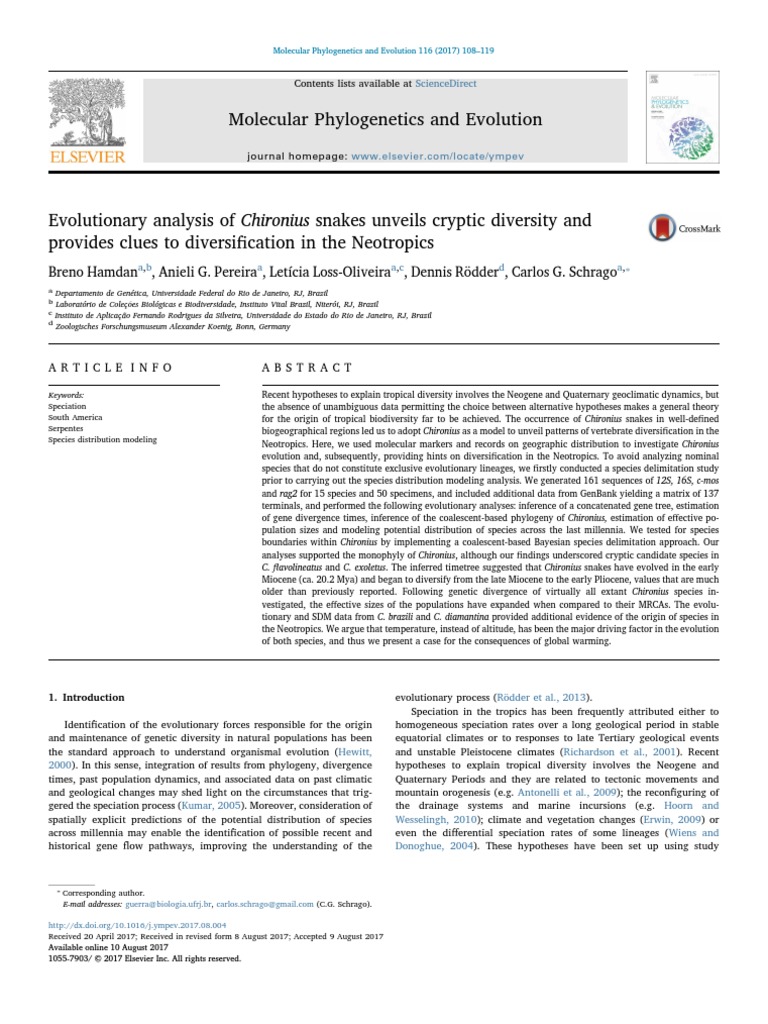 Molecular Phylogenetics and Evolution: Articleinfo | PDF | Biological ...