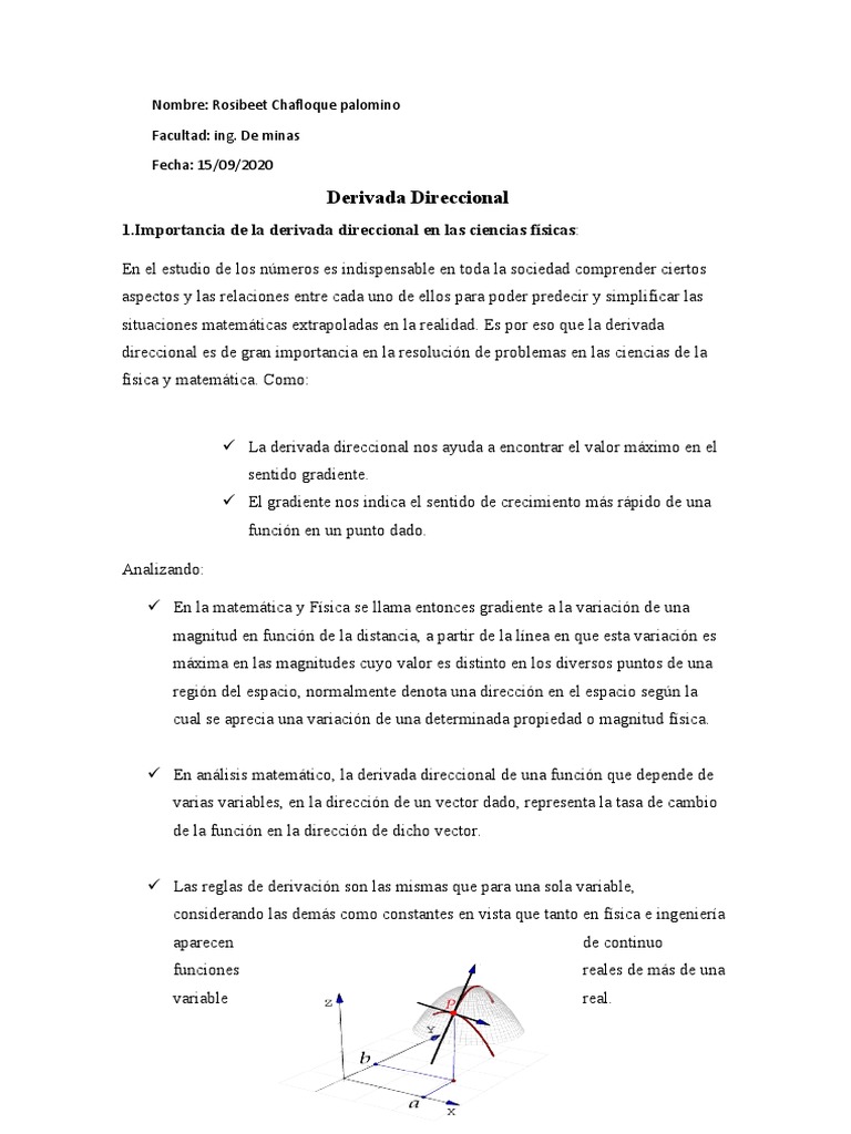 Derivada Direccional. Chafloque Palomino | PDF | Degradado | Vector Euclidiano
