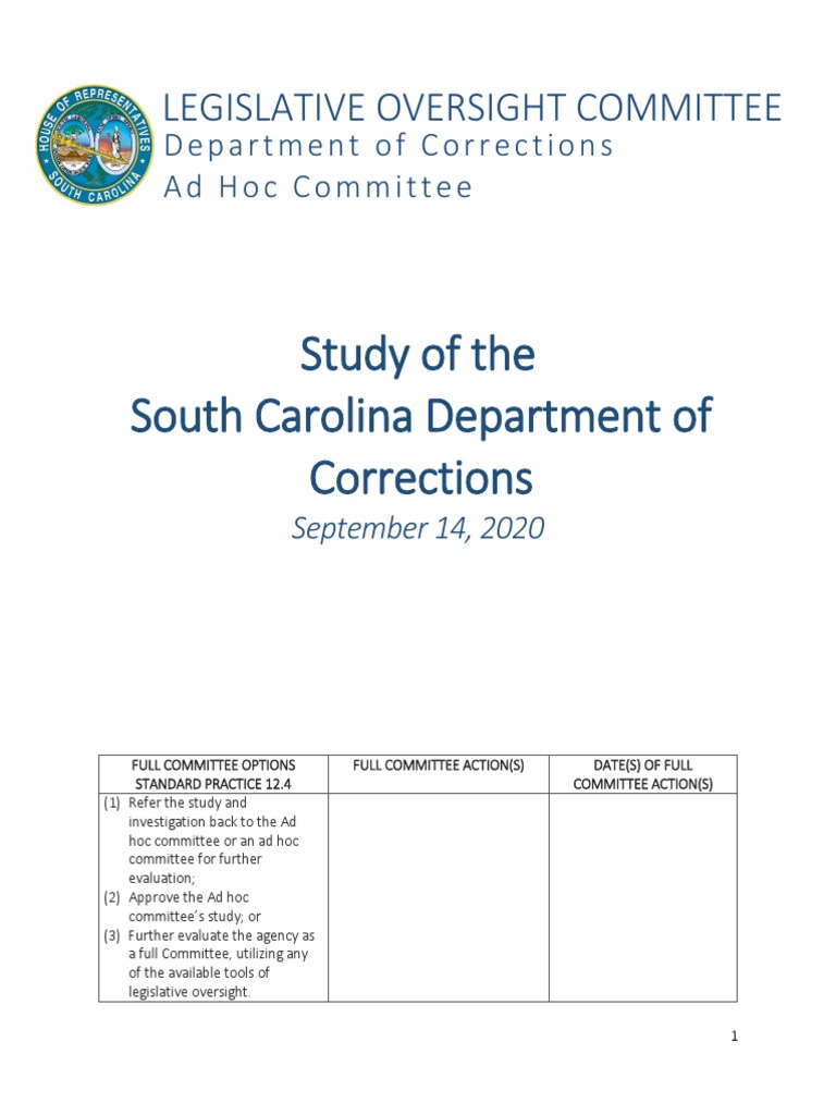 SCDC Ad Hoc Committee Report | PDF | Prison | Employee Retention