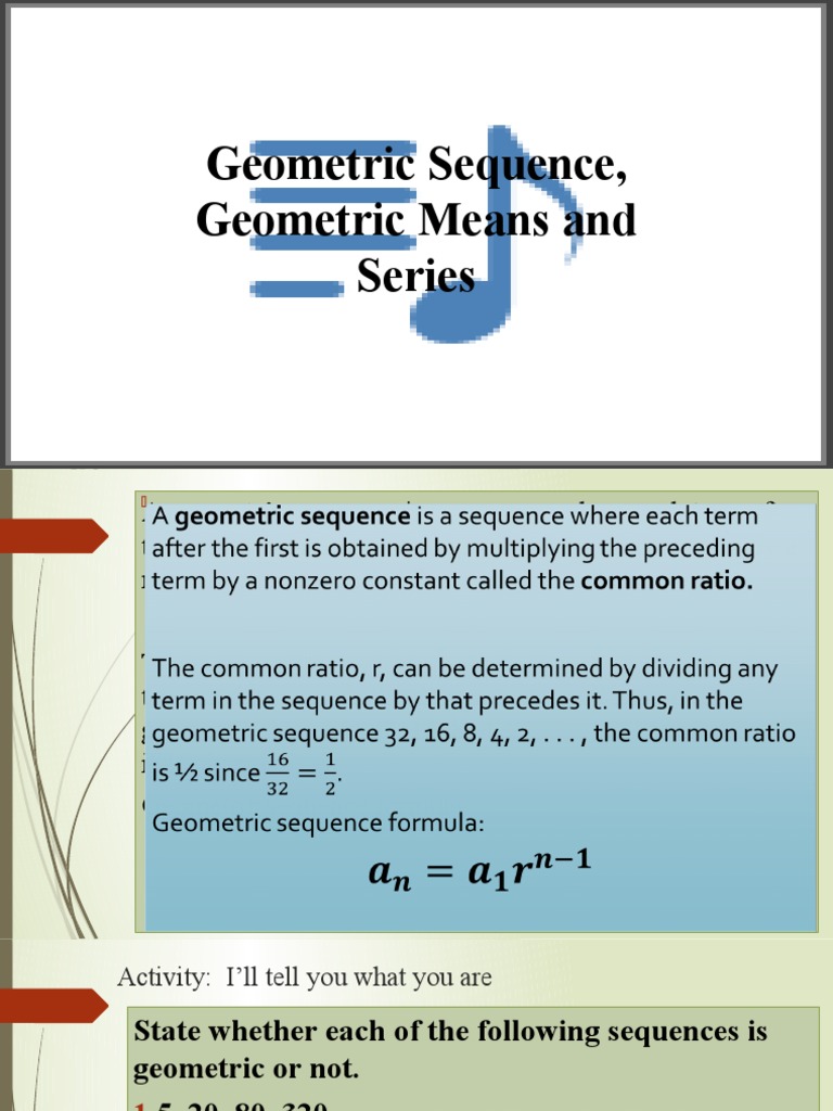 Geometric Sequence, Geometric Means and Series | PDF | Mathematical ...
