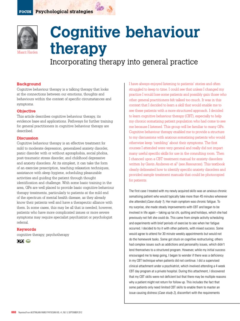 Cognitice Behavior Therapy | PDF | Cognitive Behavioral Therapy ...
