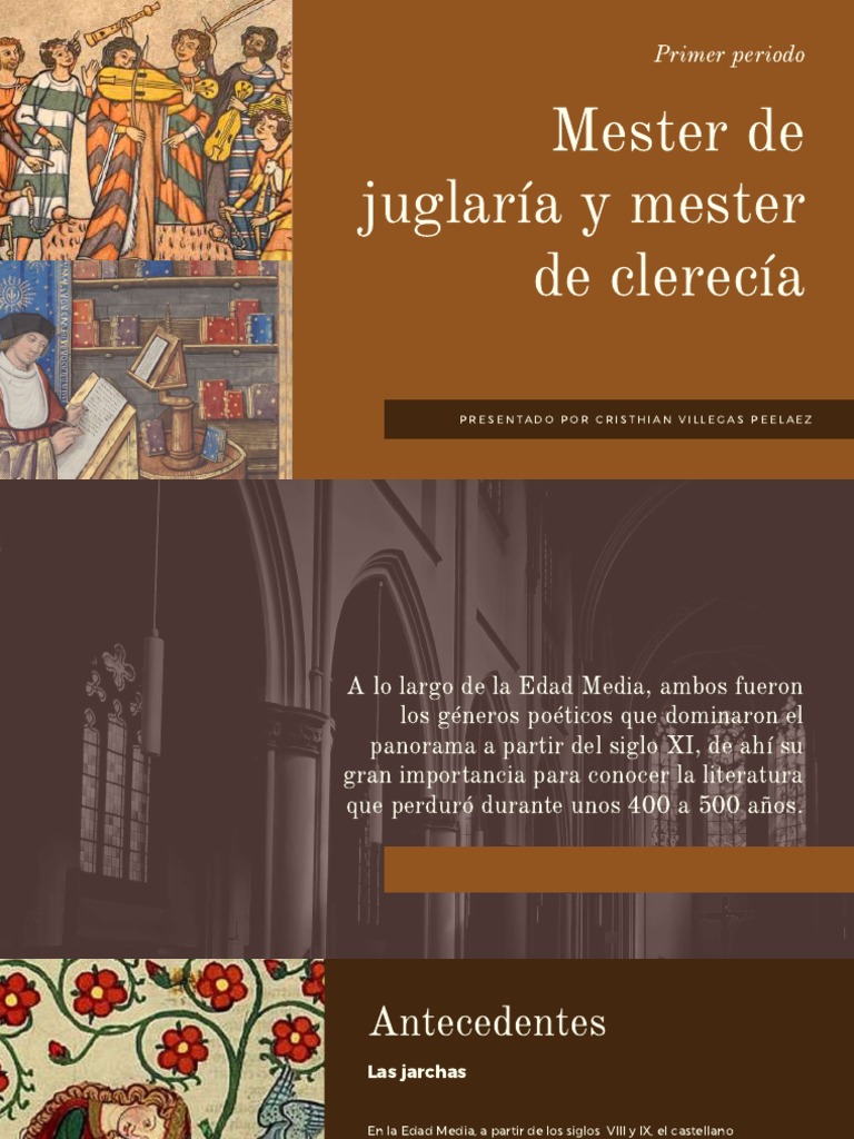 Mester de Juglaría y Mester de Clerecía | PDF | Rima | Poesía