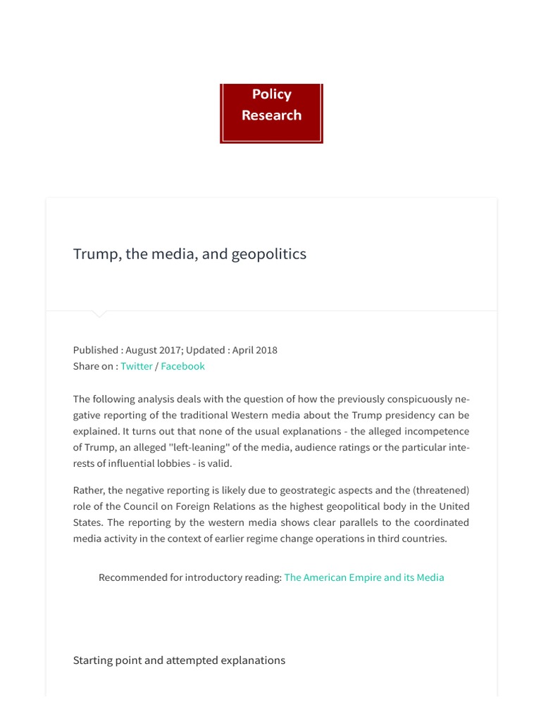 Media Bias Against Trump Explained | PDF | Council On Foreign Relations ...