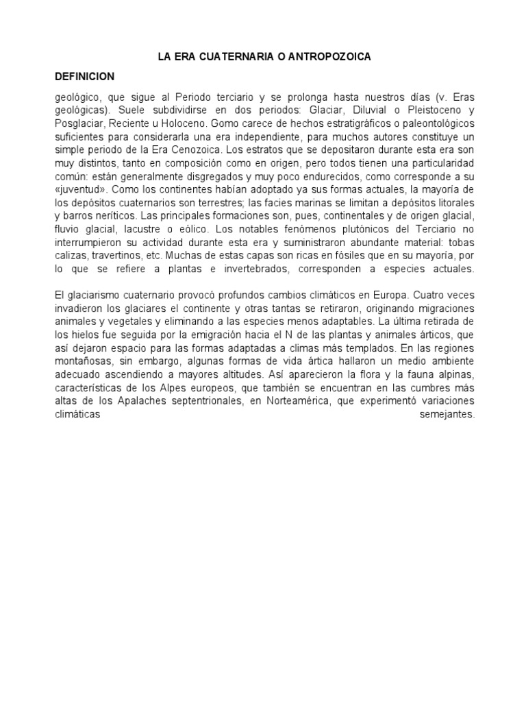 La Era Cuaternaria | PDF