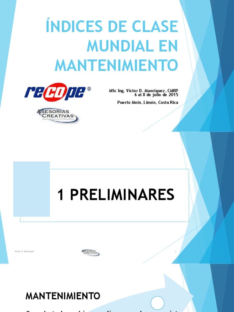 Indices de Clase Mundial Del Mantenimiento | PDF | Organización ...