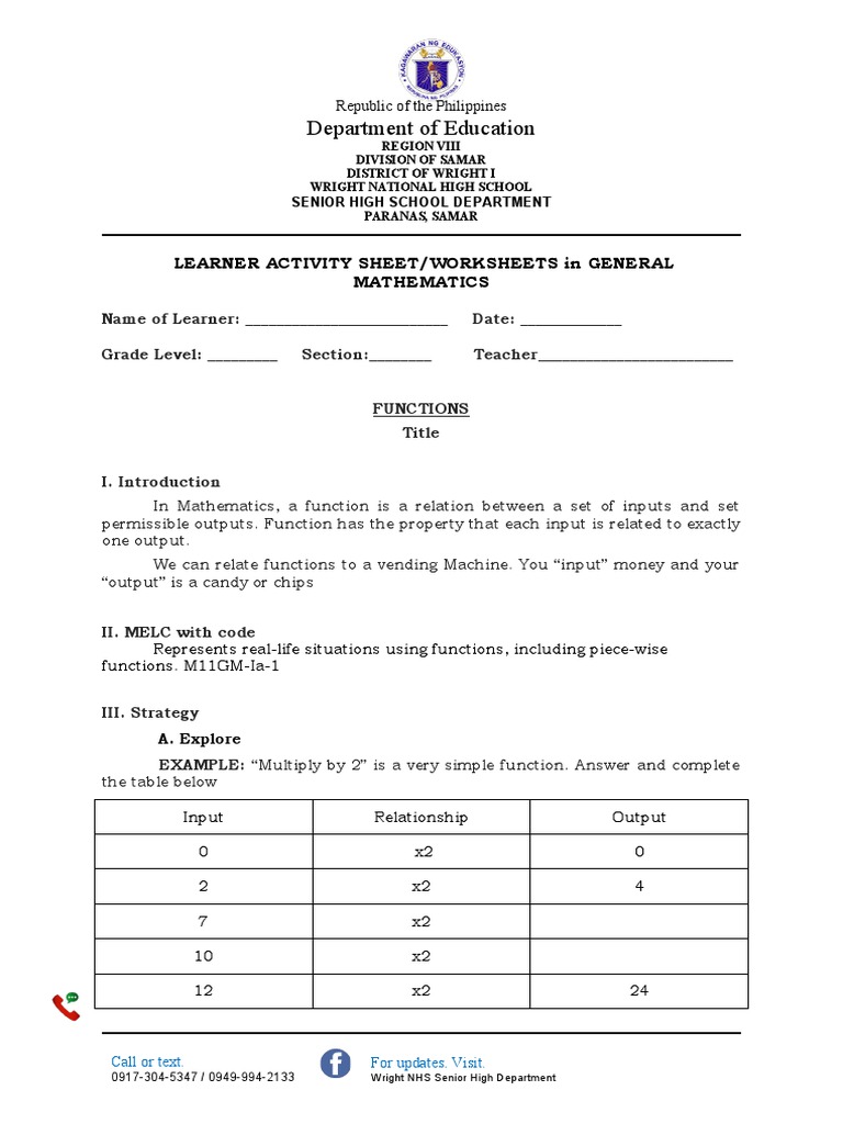 Learner-Activity-Sheet-General Mathematics | PDF | Function ...