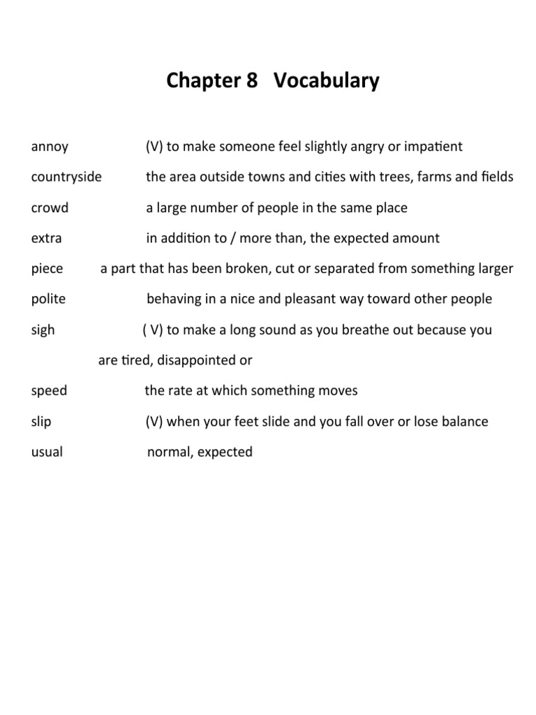 Vocabulary Chapter 8 Definitions | PDF | Home & Garden
