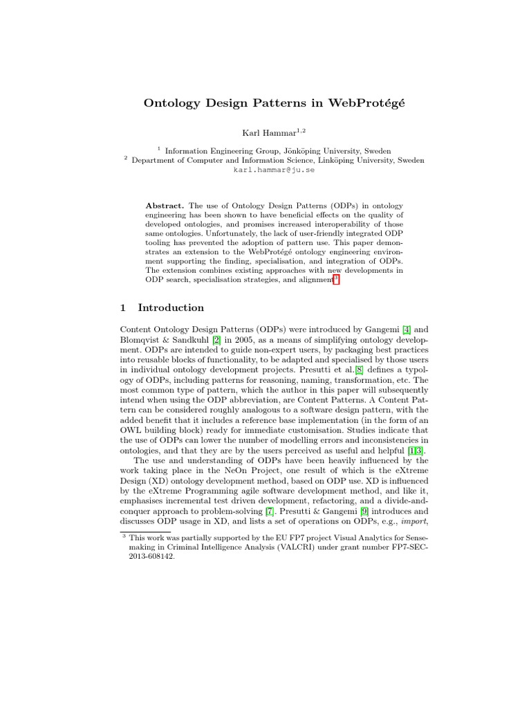 Ontology Design Patterns in WebProt Eg e | PDF | Ontology (Information ...