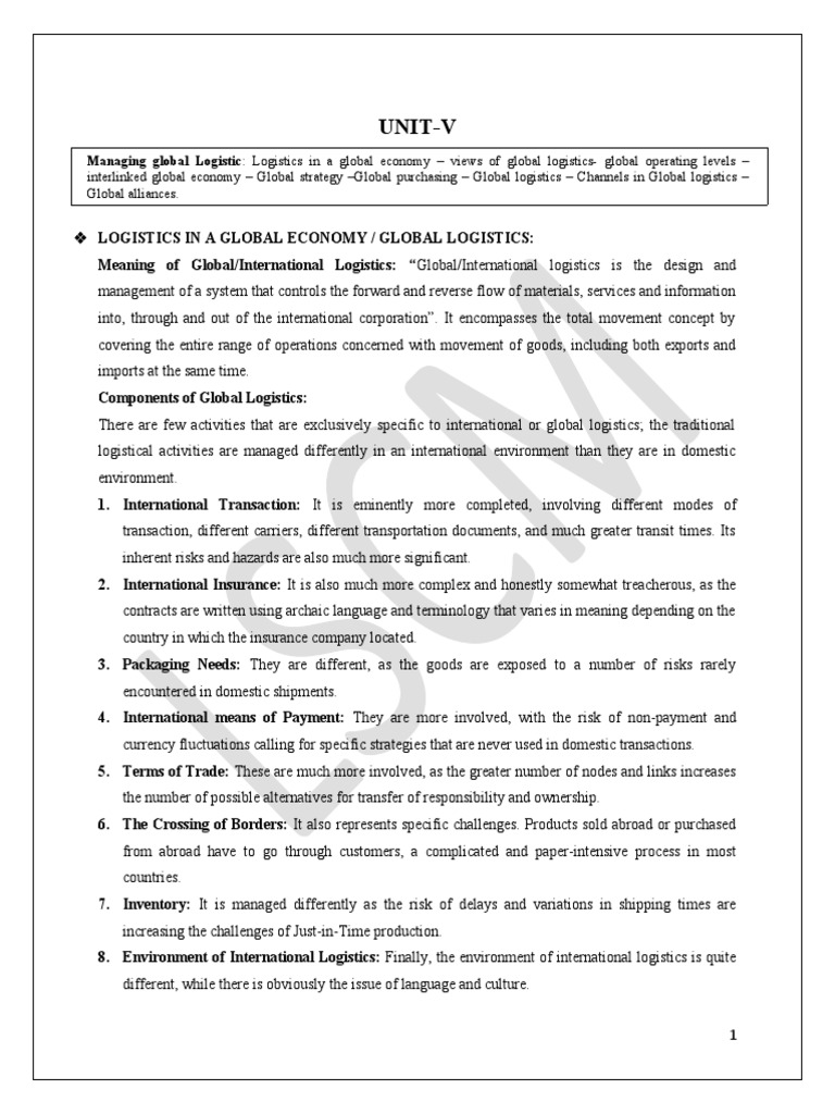 LSCM Unit-V | PDF | Strategic Management | Logistics