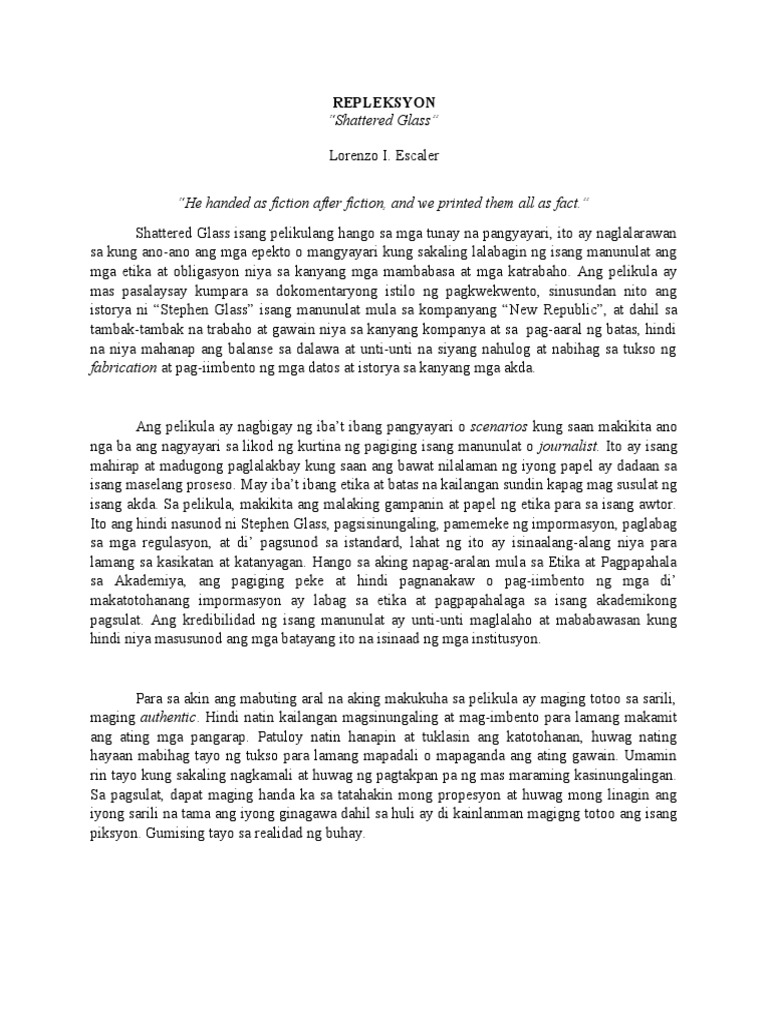 REPLEKSYON ShatteredGlass | PDF