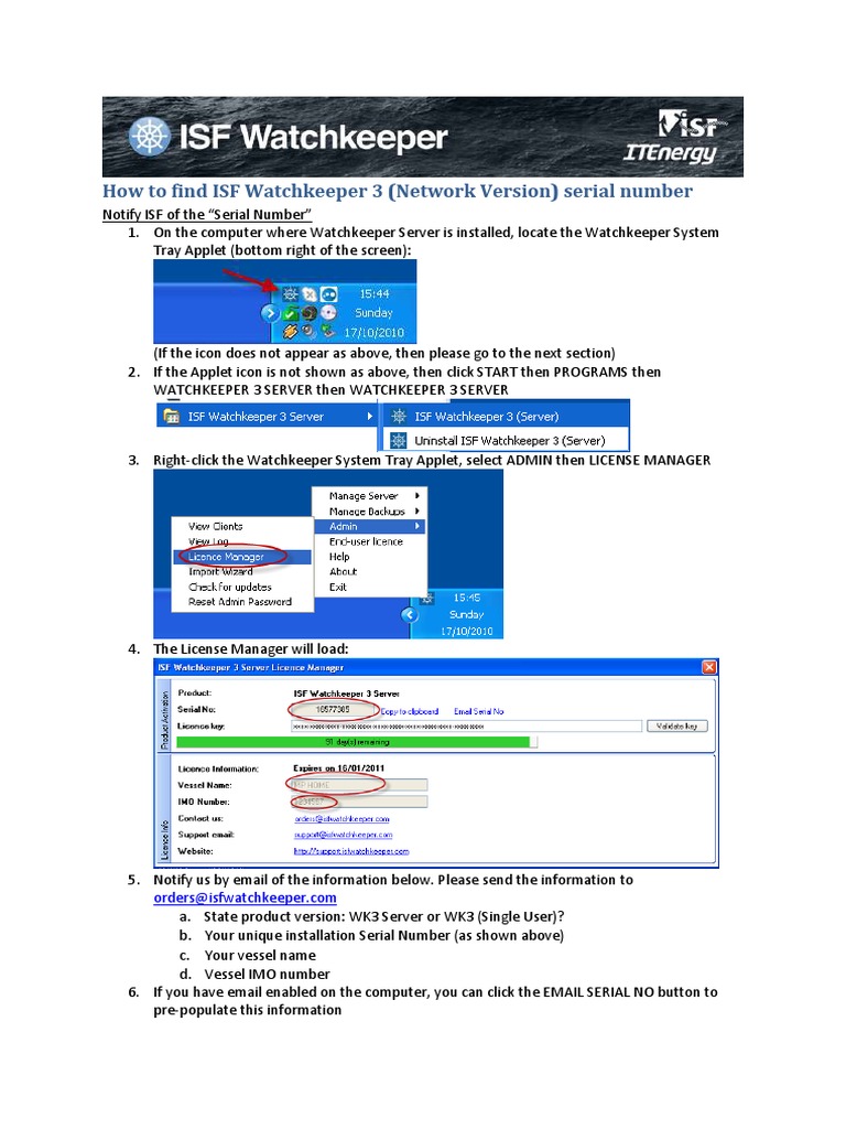 How To Find ISF Watchkeeper 3 (Network Version) Serial Number | PDF