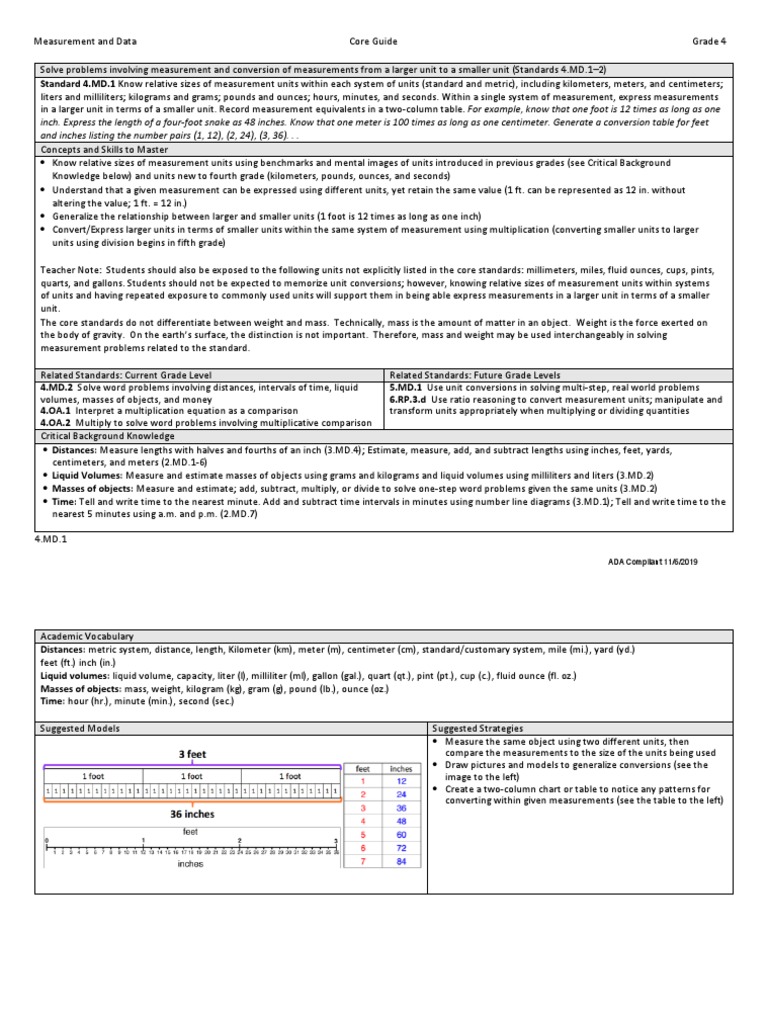 Core Guides Grade 4 Measurement Data | PDF | Angle | Area