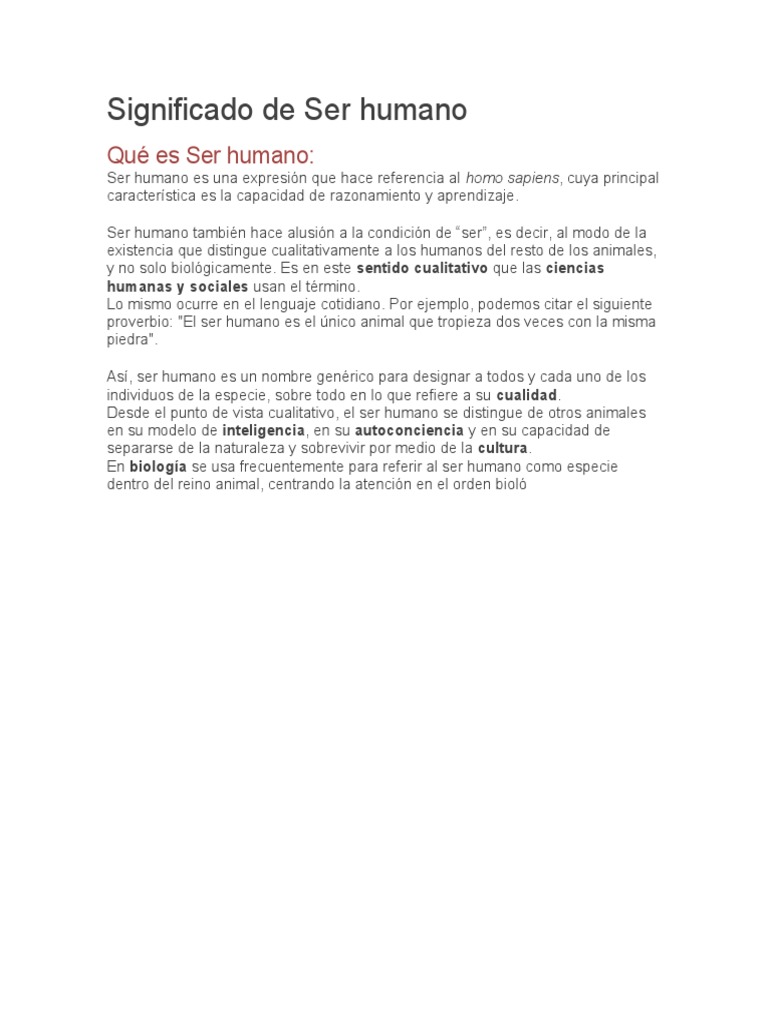 Significado de Ser Humano | PDF
