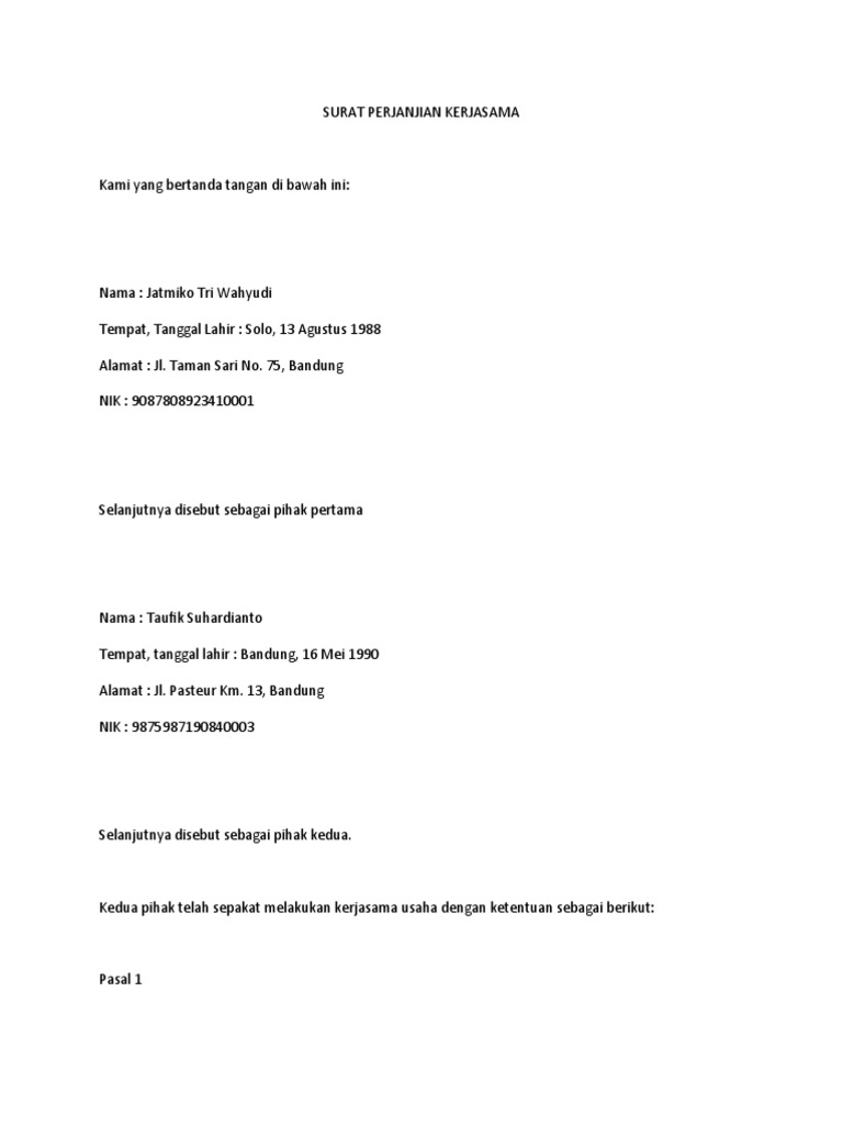 PLKH 5 - Margaretha Andini Oktavina 205190161 - Contoh Kontrak | PDF