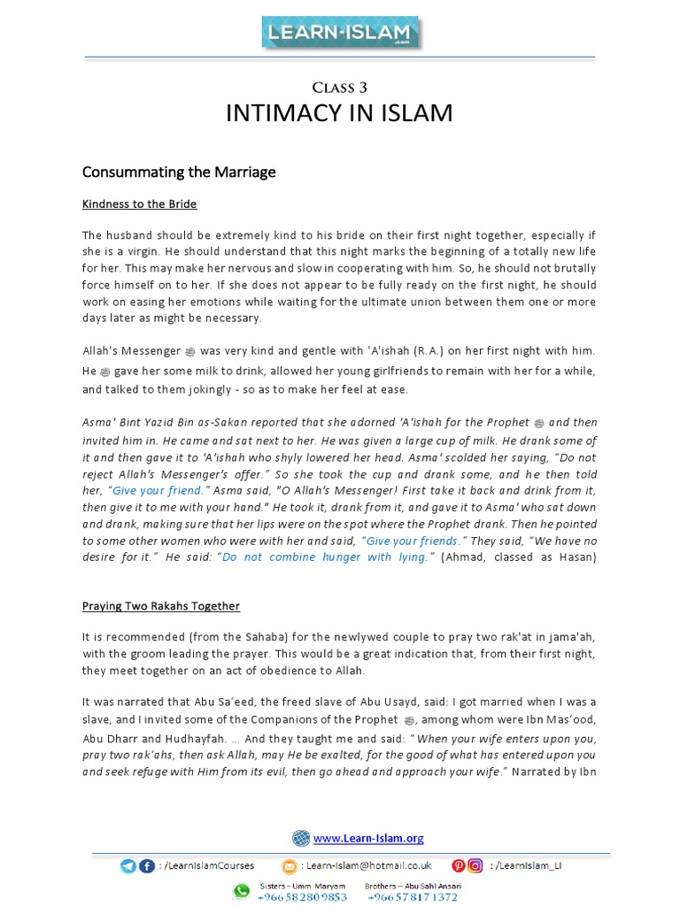 Class 3 - Intimacy in Islam PDF | PDF | Hadith | Muhammad