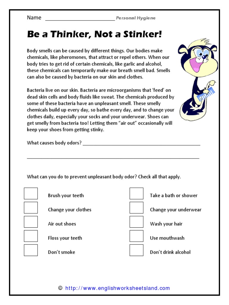 Be A Thinker, Not A Stinker!: Personal Hygiene | PDF