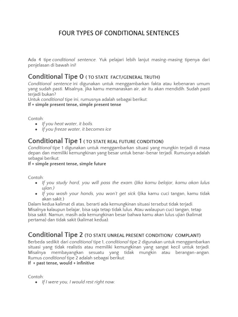 Four Types of Conditional Sentences | PDF