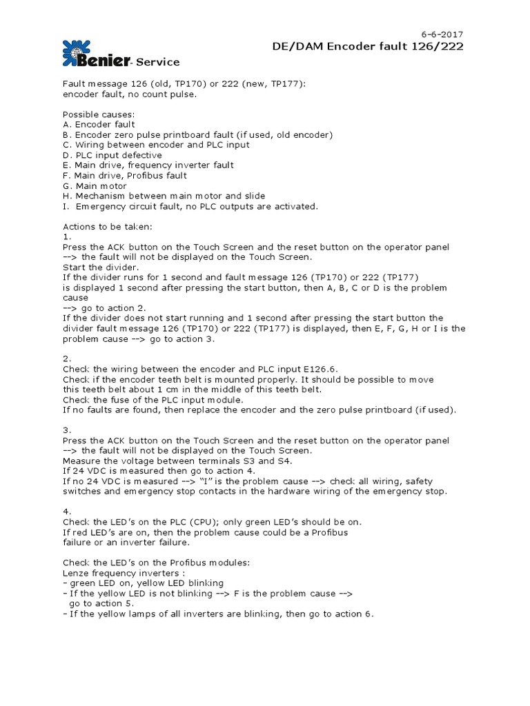 Service DE/DAM Encoder Fault 126/222 | PDF | Power Inverter ...
