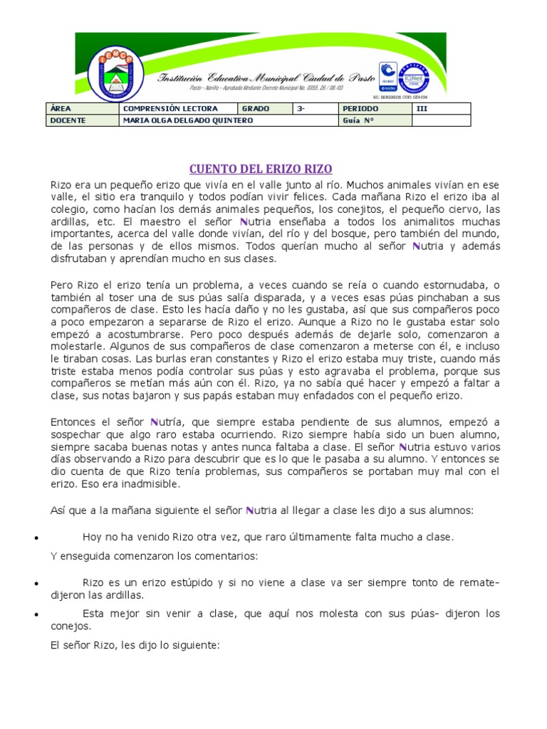 Cuento Del Erizo Rizo | PDF